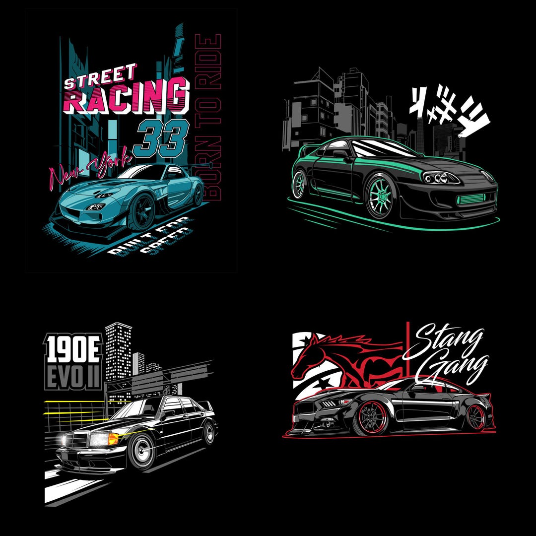 1000+ Car Design Bundle | JDM, Muscle, Racing PNG Graphics (digital ...