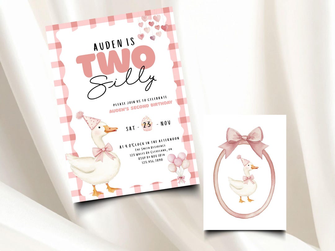 Editable Silly Goose Birthday Party Invitation, Silly Goose Theme, Two ...