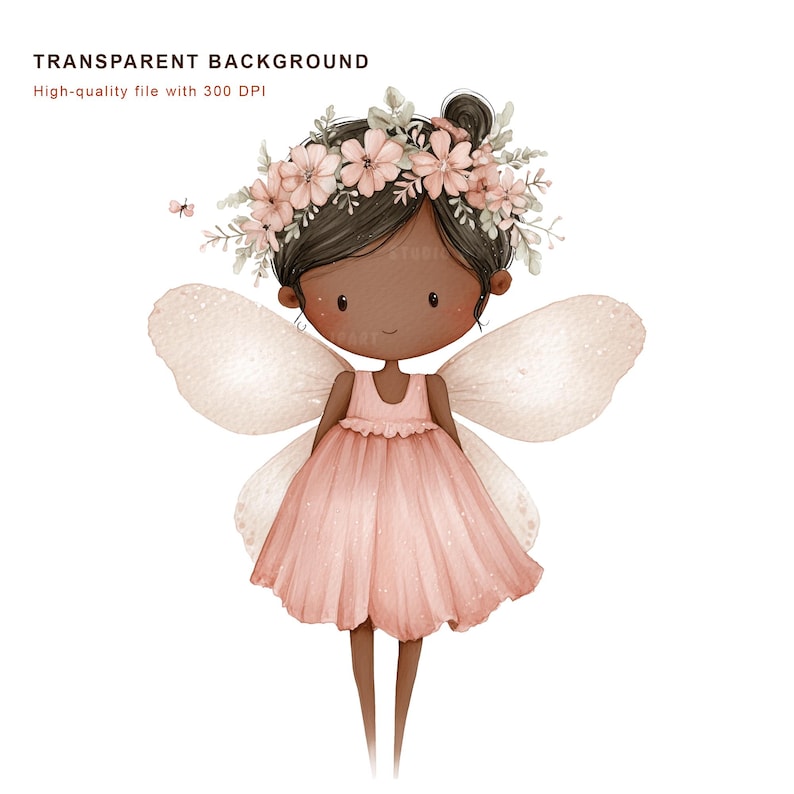 Fairy Watercolor Clipart Set – Pink Flower Fairies, Cottage House ...