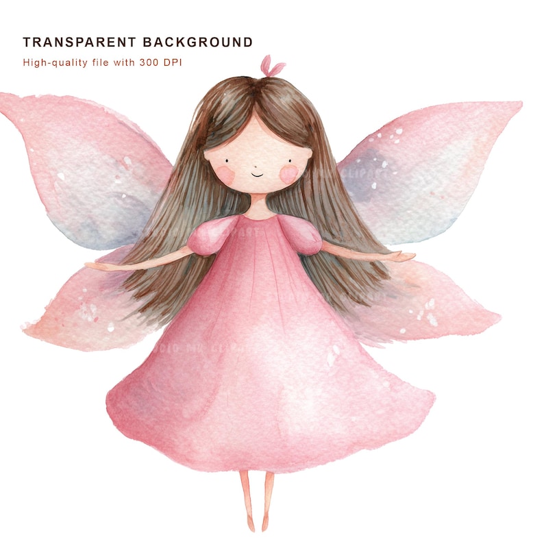 Fairy Watercolor Clipart Set – Pink Flower Fairies, Cottage House ...