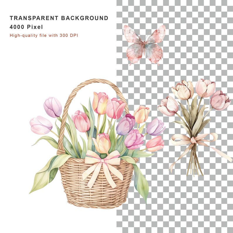 Watercolor Tulip Clipart Set | Spring Floral PNG - Etsy