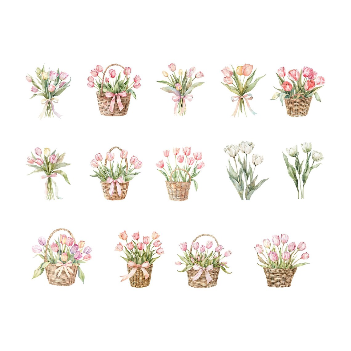 Watercolor Tulip Clipart Set | Spring Floral PNG - Etsy