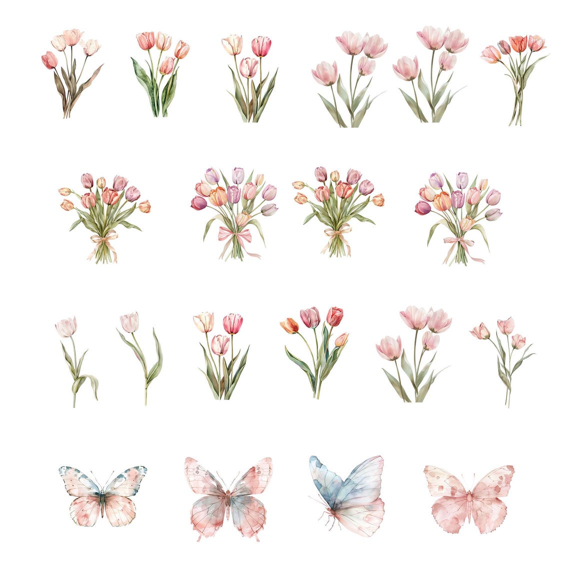 Watercolor Tulip Clipart Set | Spring Floral PNG - Etsy