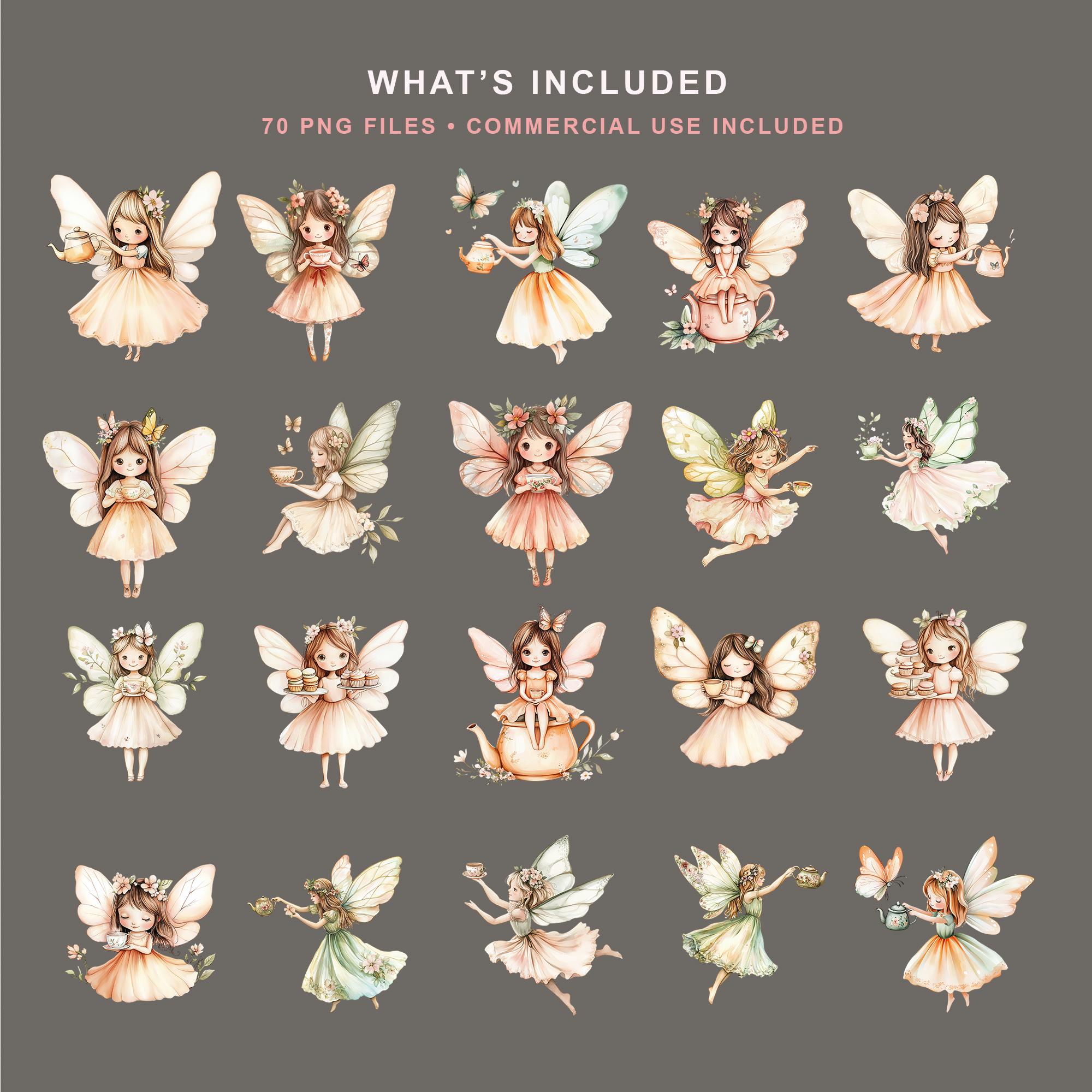 Watercolor Fairy Tea Party Clipart Set, Whimsical Garden Elements ...