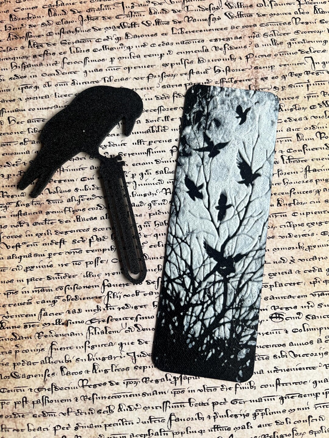 2 Pc Gothic Raven Bookmark Set | 3D Printed Dark Academia Gift - Etsy