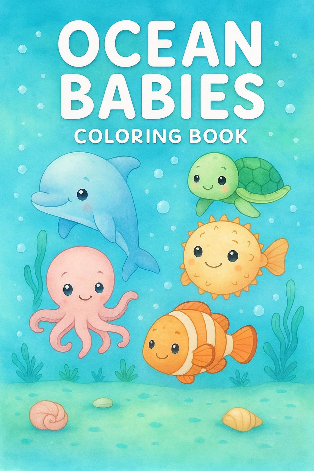 Ocean Babies Coloring Book | Cute Baby Ocean Animals | Kids Printable ...