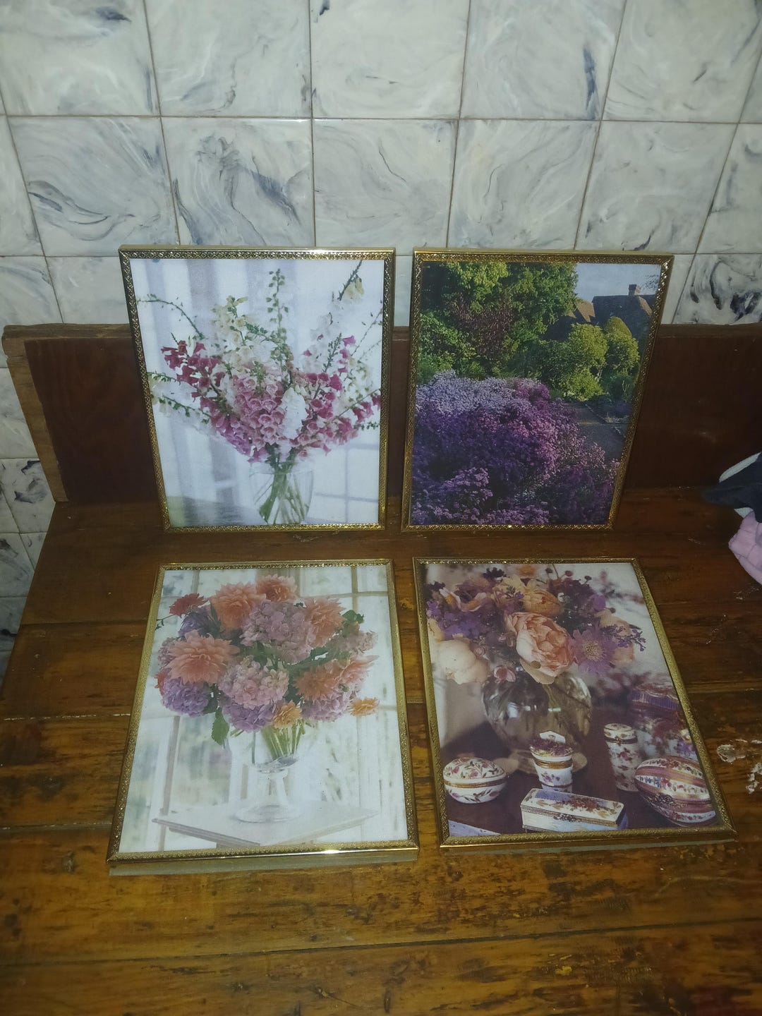 Vintage Floral Garden Print, Gold Frame, Cottagecore Wall Art - Etsy