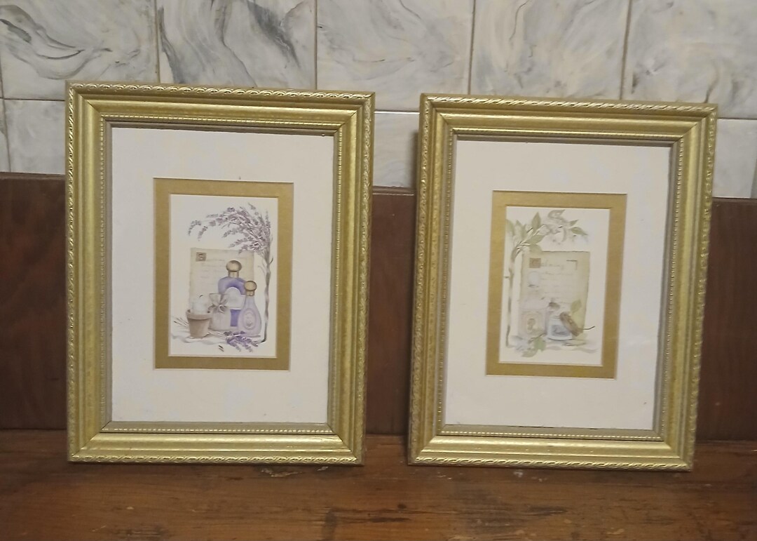 Vintage Botanical Print in Gold Frame, French Country Wall Art (set of ...