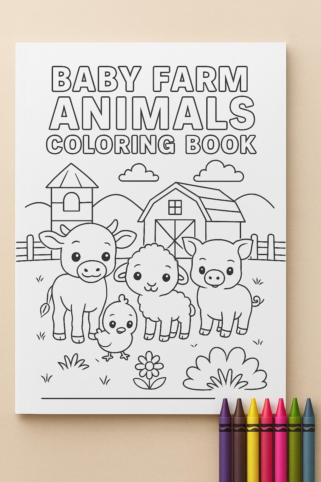 Baby Farm Animals Coloring Book | Kids Activity (PDF Pattern) - Etsy