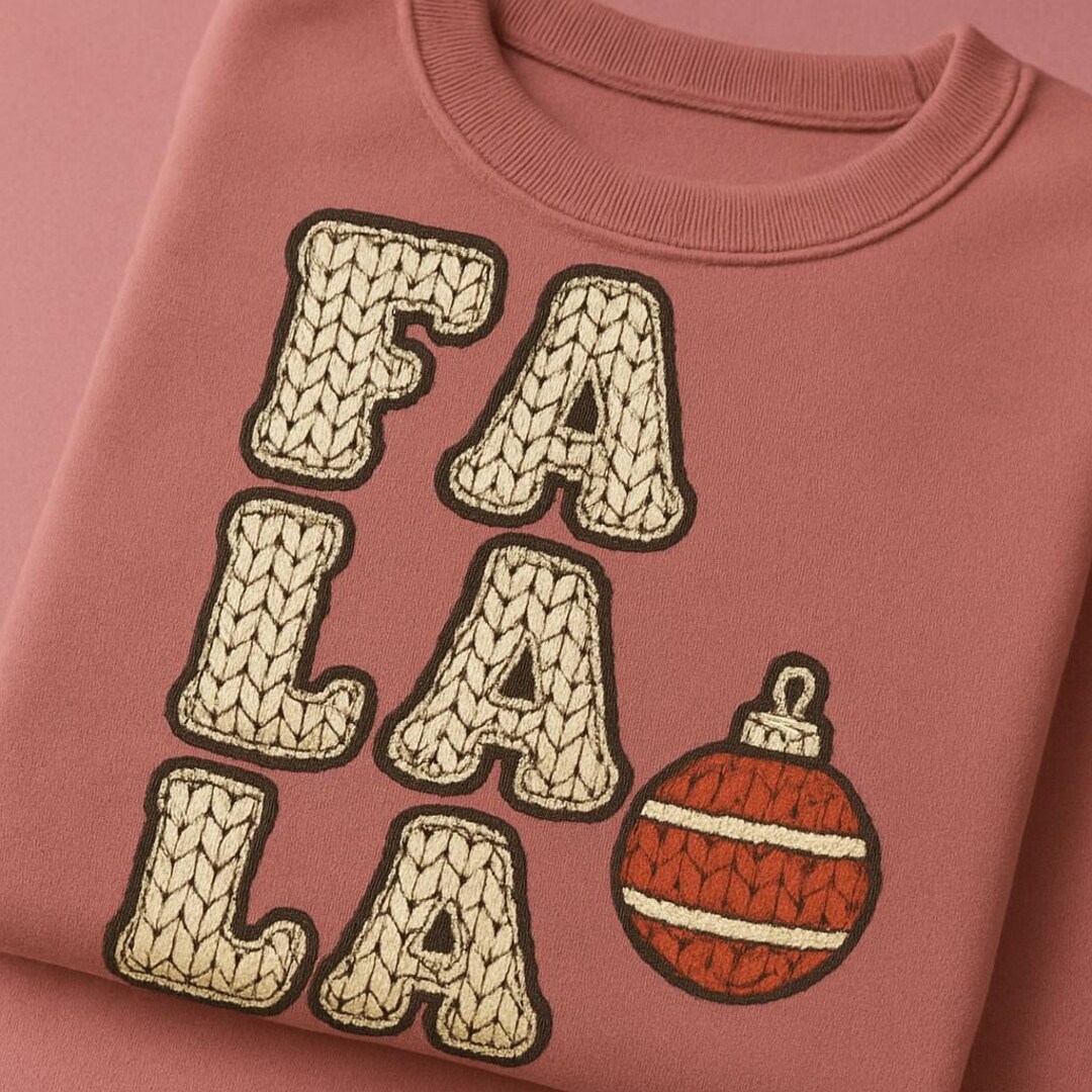 Fa La La PNG, Crochet Christmas PNG, Knit Texture Christmas Png, Retro ...