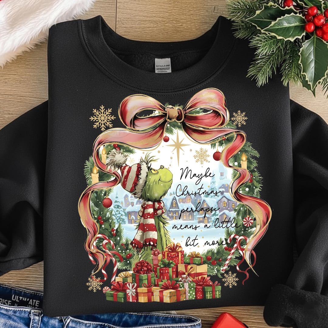 Retro Mean Green Guy Christmas PNG, Vintage Holiday Movie Characters ...