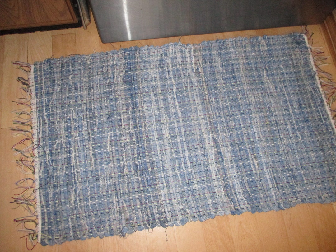 Rag Rug Jean Rug Upcycle Rug Denim Rug Handwoven Rug Kitchen - Etsy