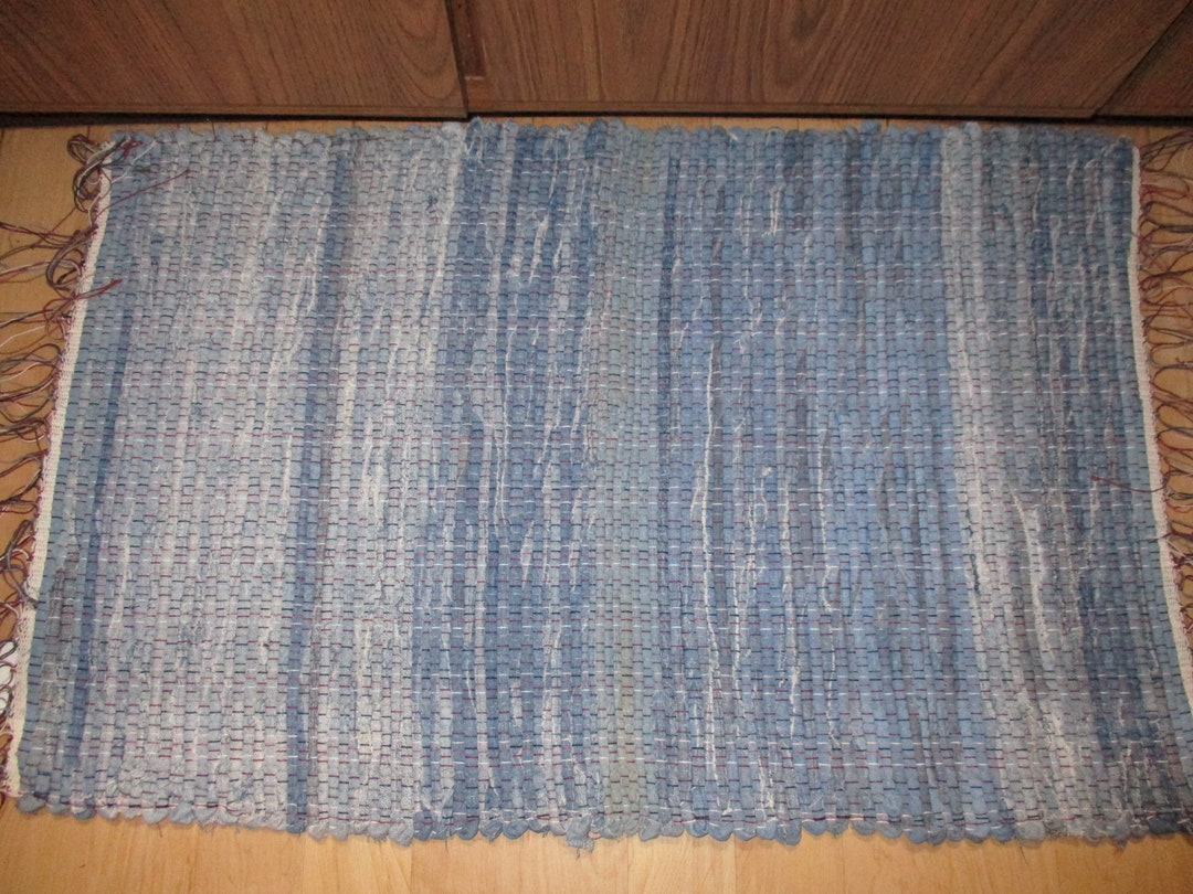 Vintage Style Rug Handwoven Rug Denim Rug Upcycle Rug Blue Jean Rug ...