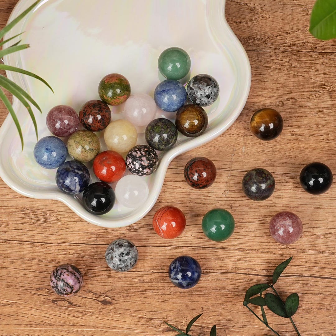20mm Multi-material Crystal Spheres, Healing Gemstone Balls, Natural ...