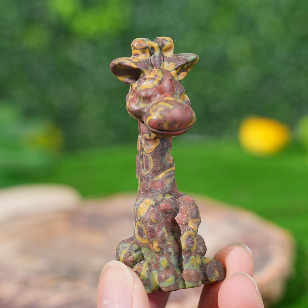 Natural Conglomerate Jasper Giraffe Carving,handcrafted Animal Figurine ...