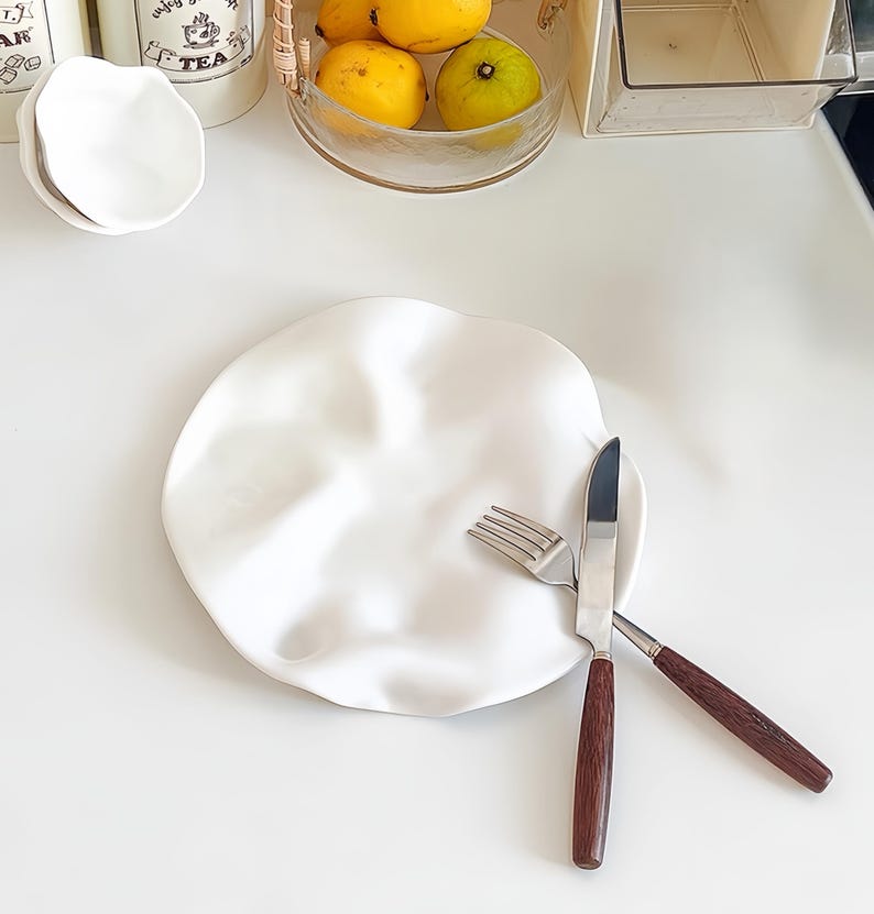Organic Ceramic Plate — Irregular Wavy Dish for Sashimi, Condiments ...
