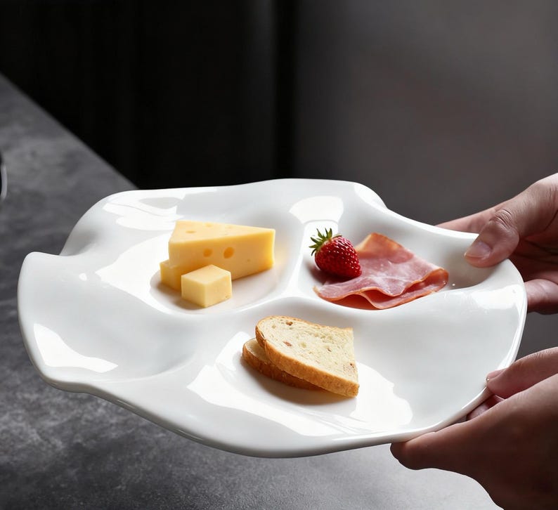 Organic Ceramic Plate — Irregular Wavy Dish for Sashimi, Condiments ...