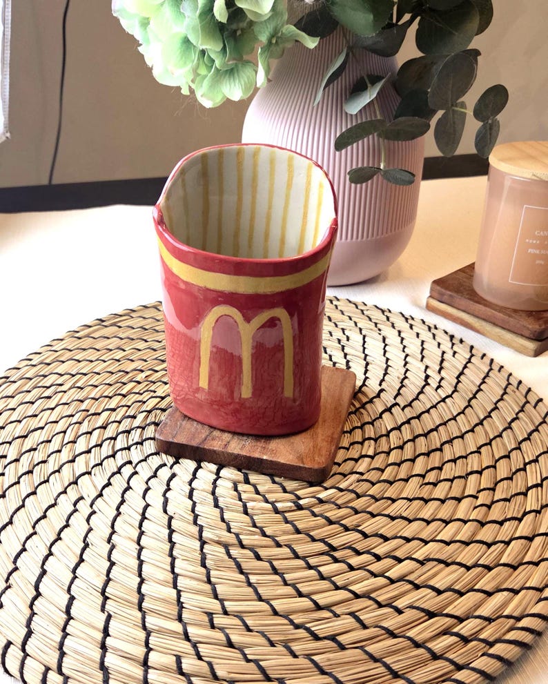 Handmade Ceramic French Fries Mug – McDonald’s Inspired Fry Cup – Fun ...