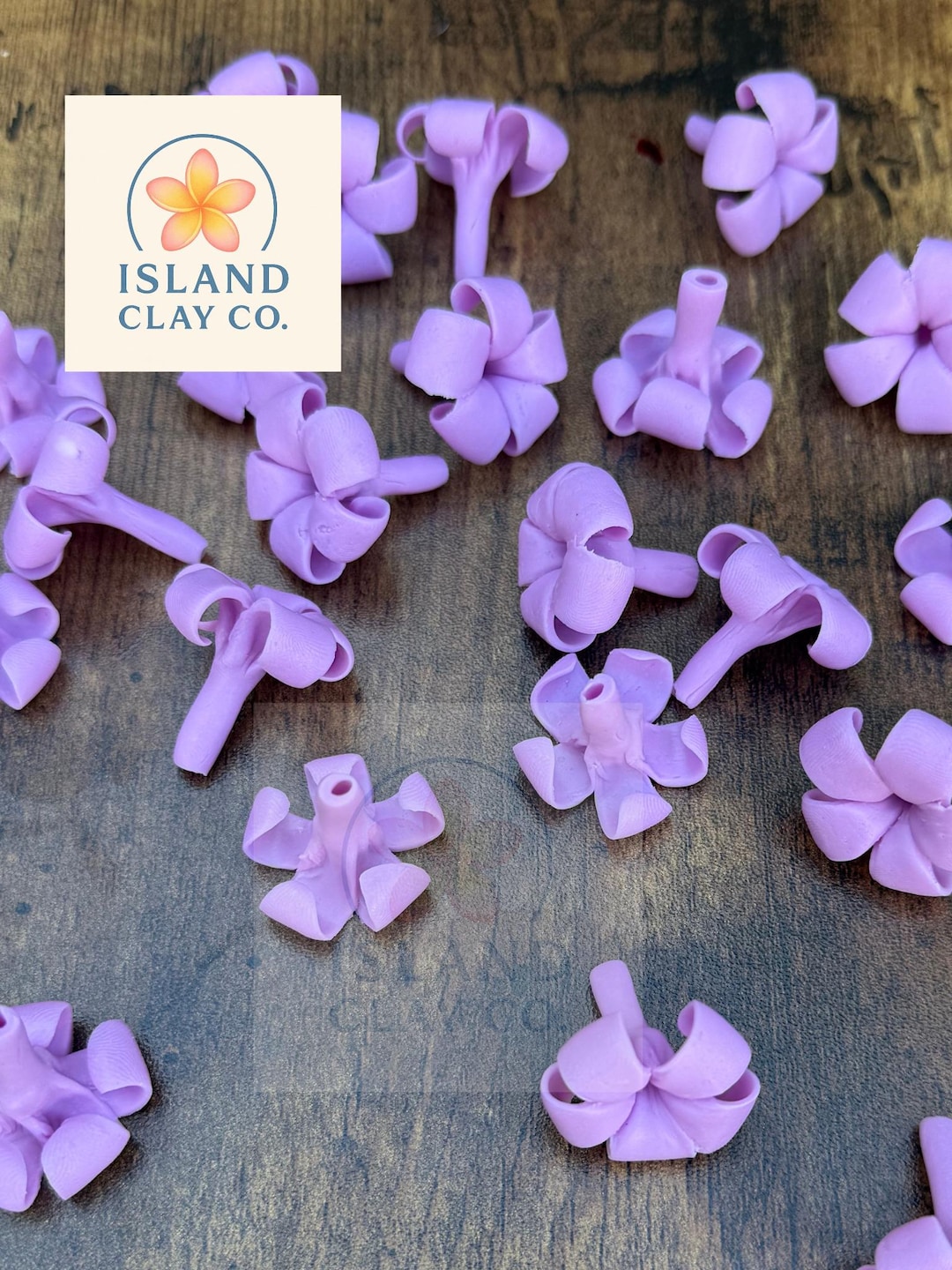 Purple Lavender Puakenikeni Air Dried Clay Flower Beads for Hawaiian ...