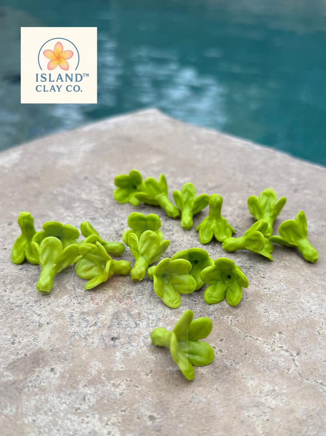 Emerald Green Pakalana Star-blossoms | Clay Hawaiian Flowers for Lei ...