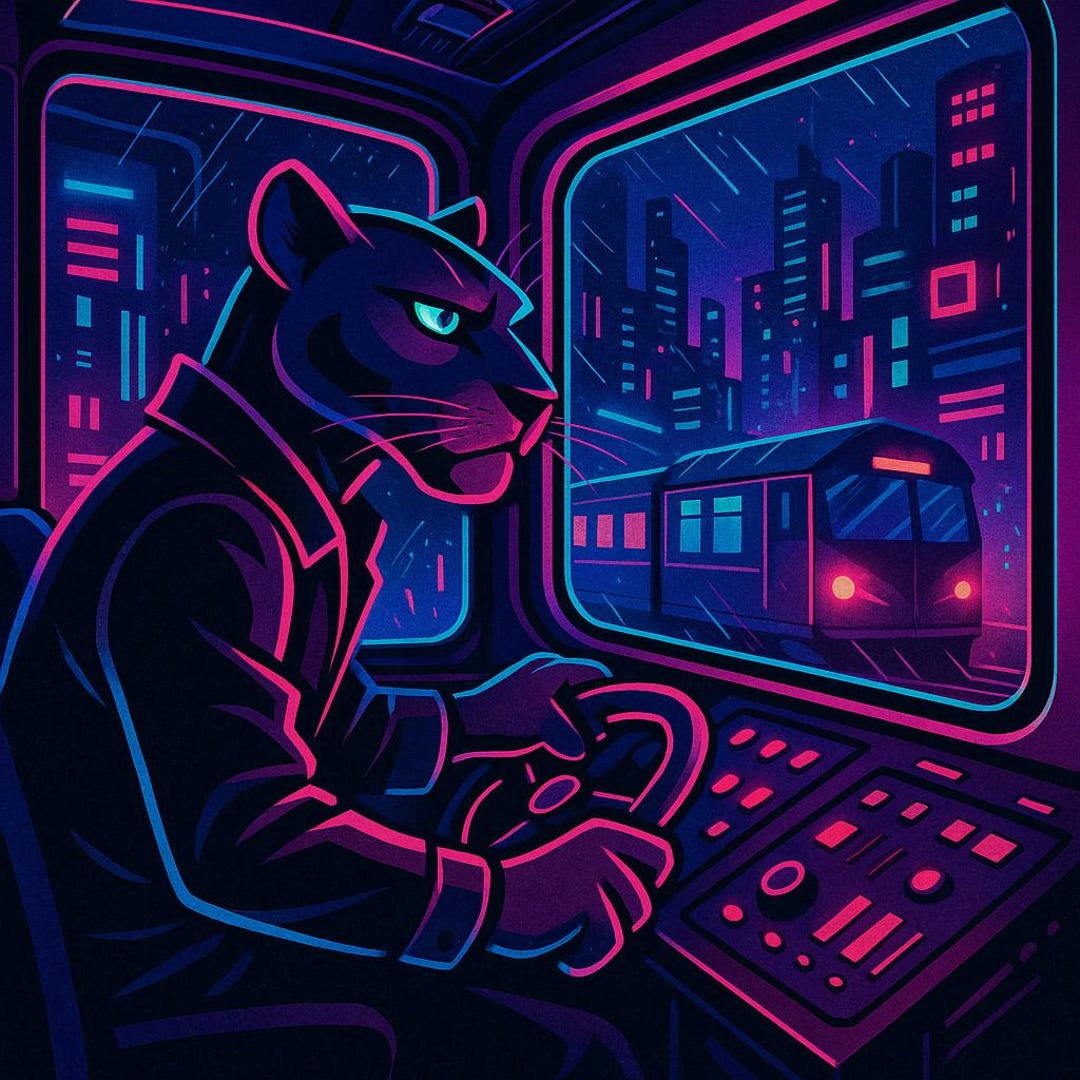 Cyberpunk Panther Train Driver | Neon Futuristic Art Print - Etsy