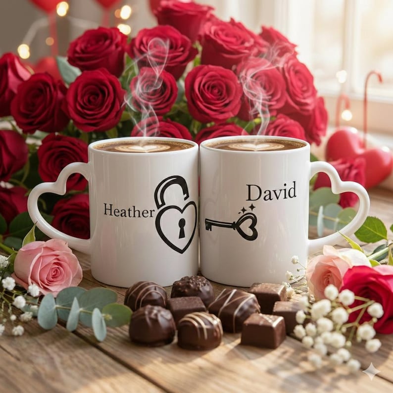 Personalized Heart Lock Mug | Couples Name Mug | Anniversary Gift ...
