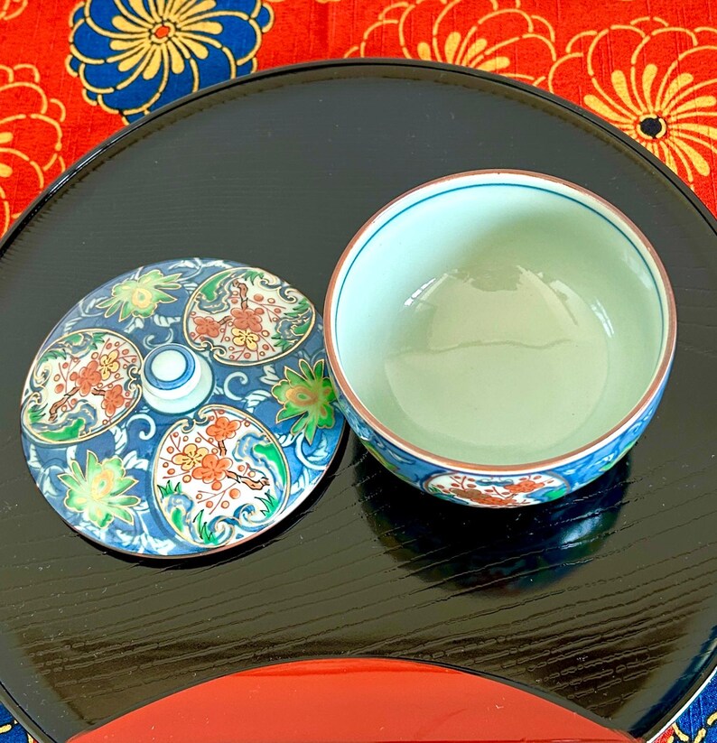 Japanese Lidded Tea Cup Set of 2 - Vintage Arita Ware Yunomi With ...
