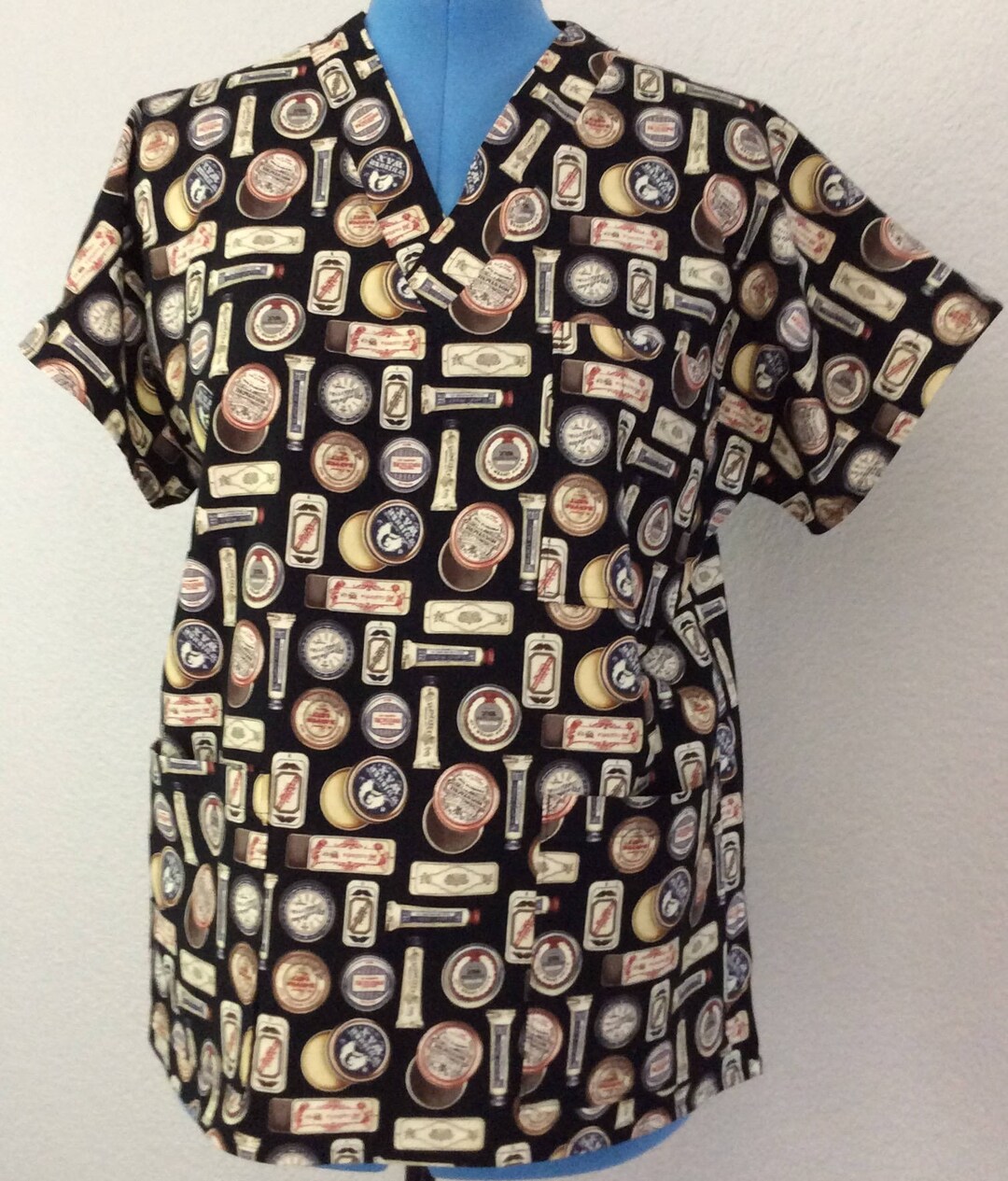 Men's Barber Shop Themed Scrub Top - Etsy