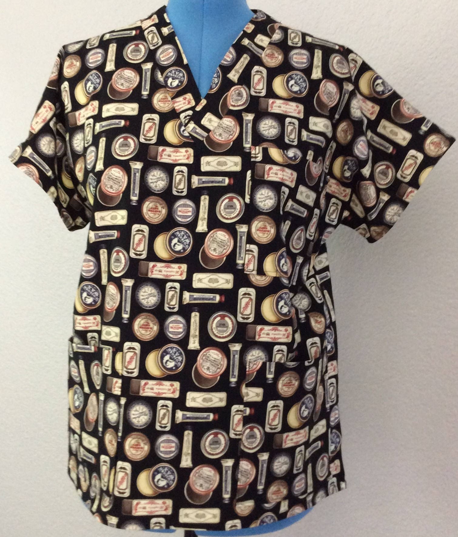 Men's Barber Shop Themed Scrub Top - Etsy