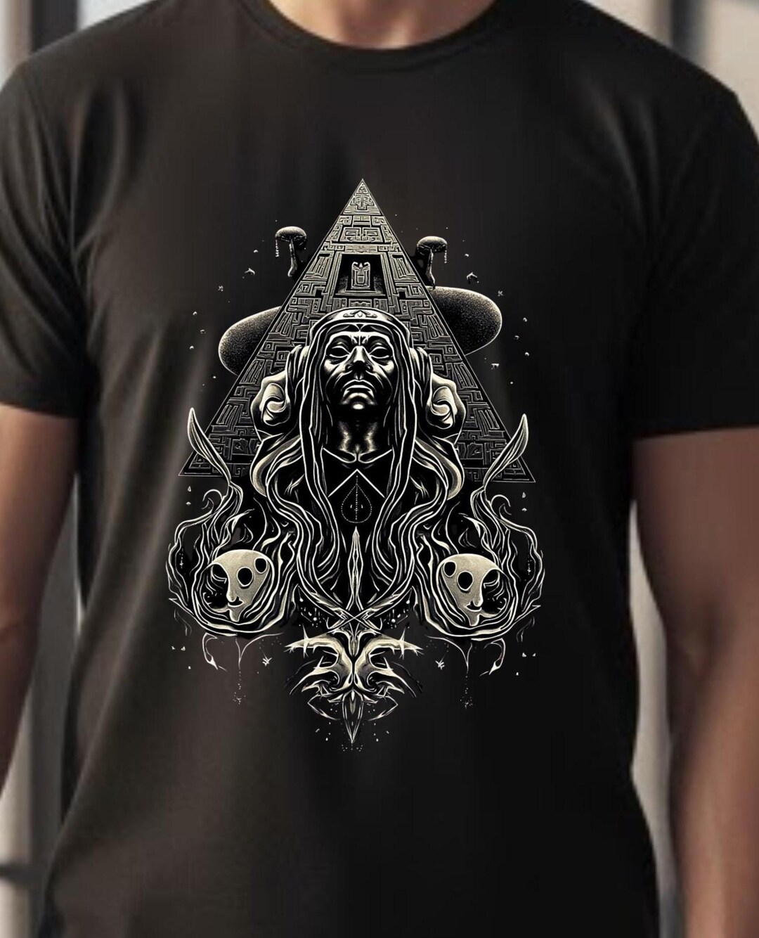 Occult Pyramid Skull T-shirt, Gothic Dark Art Tee - Etsy