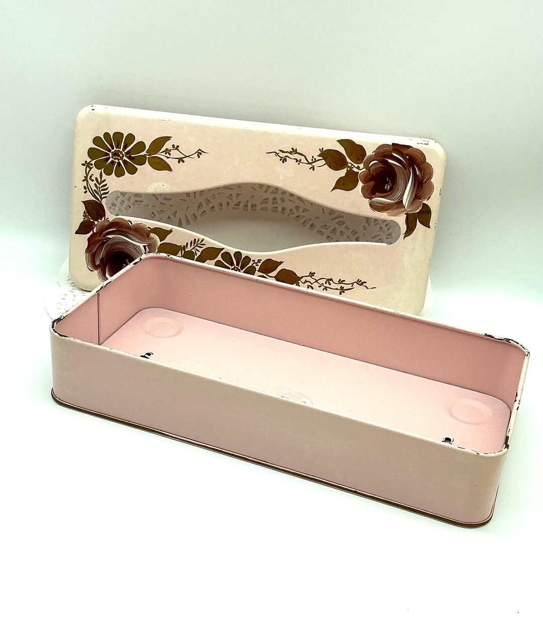 Vintage Tissue Box-1950's Tissue Holder-pink Metal Tissue Box-hanging ...