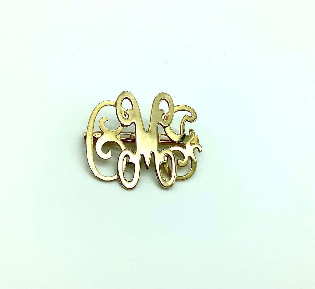 Vintage Monogram Pin-collectible Jewelry-estate Jewelry-gold Metal ...