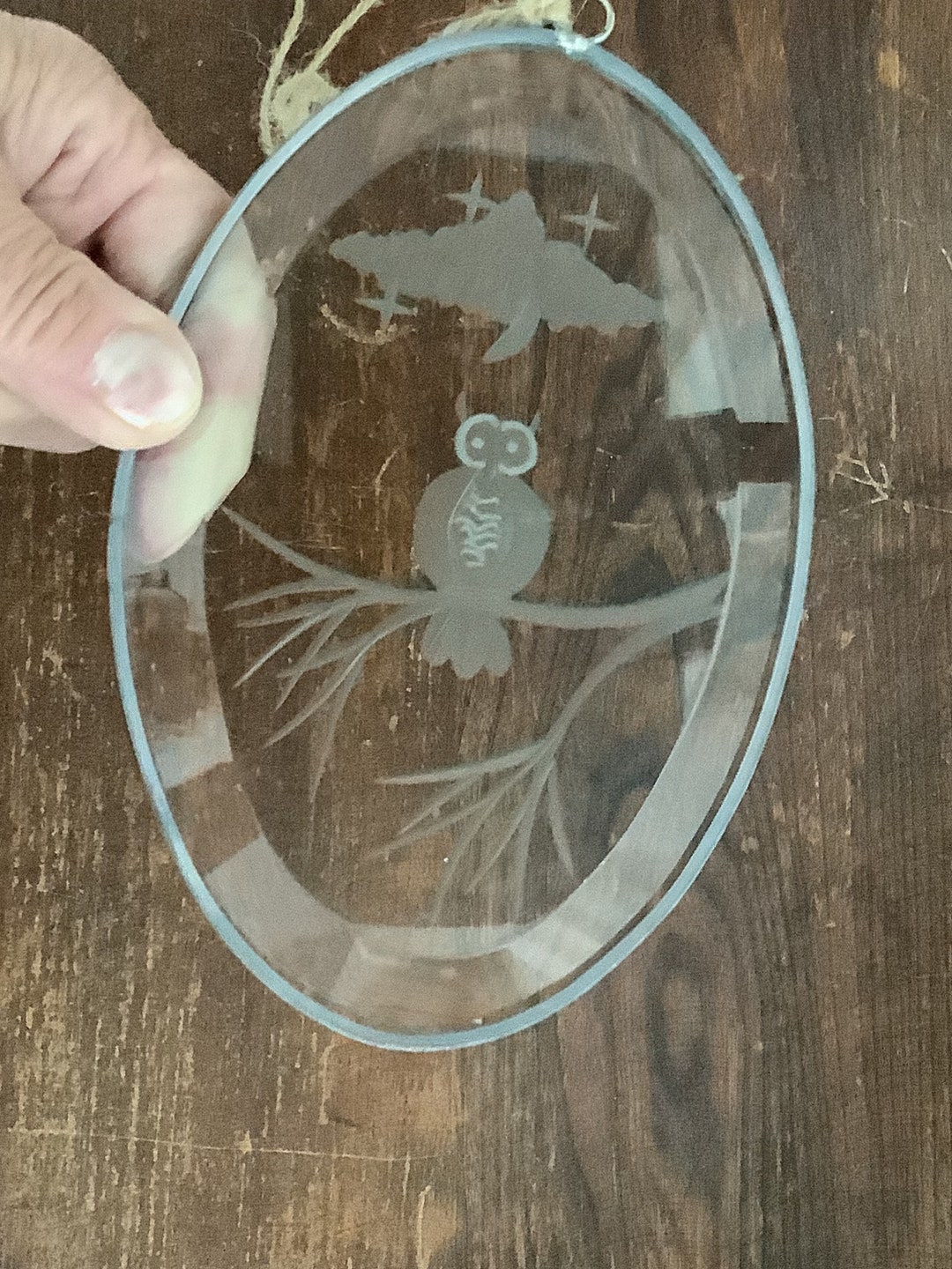 Etched Glass Owl Sun Catcher-vintage 1980s Collectible Owl-etched Glass ...