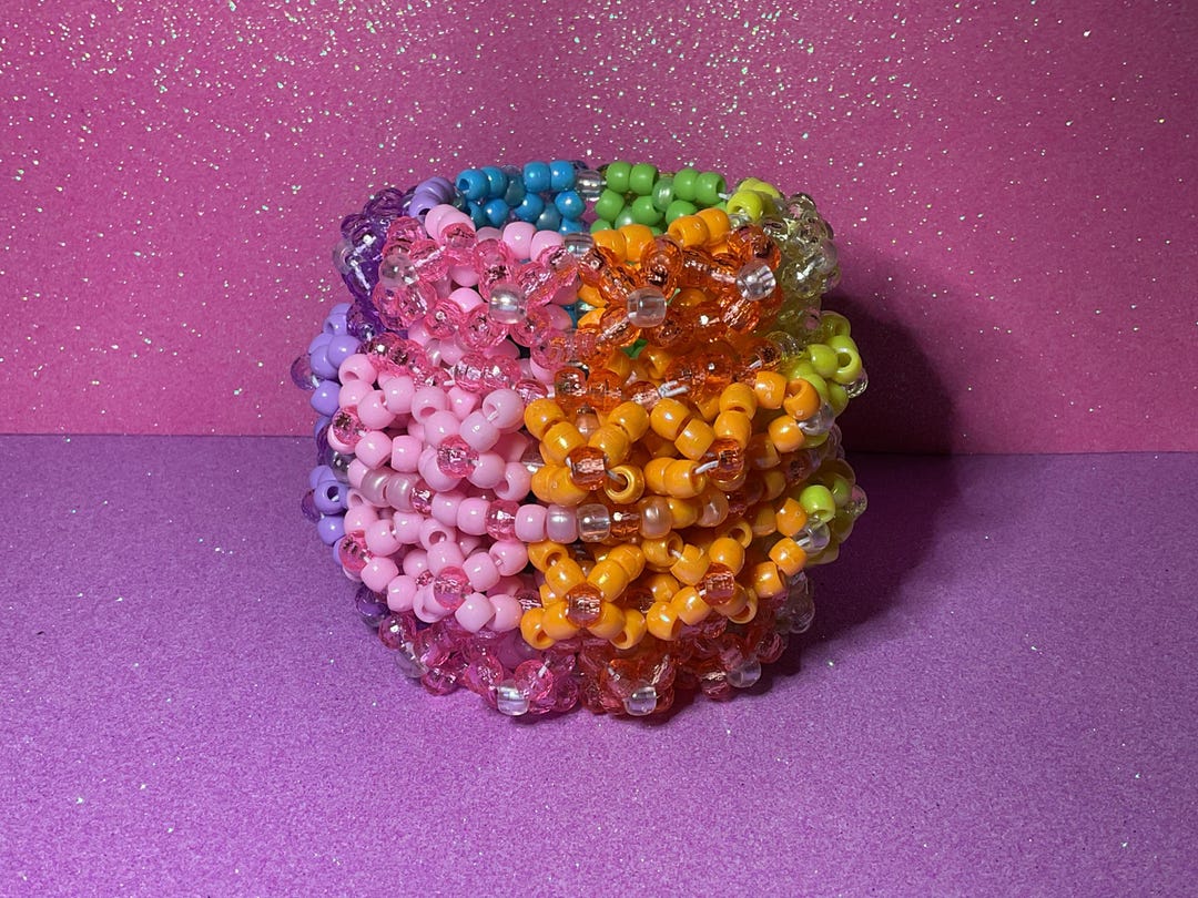 Epic Rainbow Triple Rotator Kandi Cuff - Forearm Beaded Cuff - Etsy