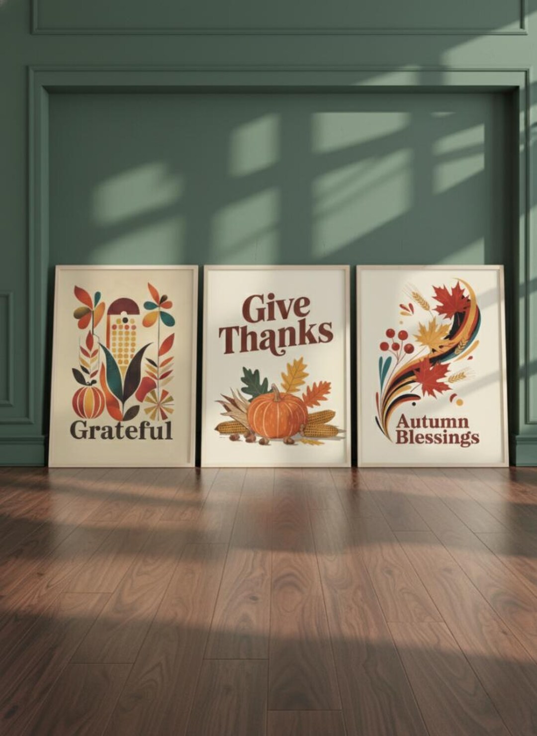 Thanksgiving Printable Wall Art Set, Fall Harvest Posters 3x4, Autumn ...