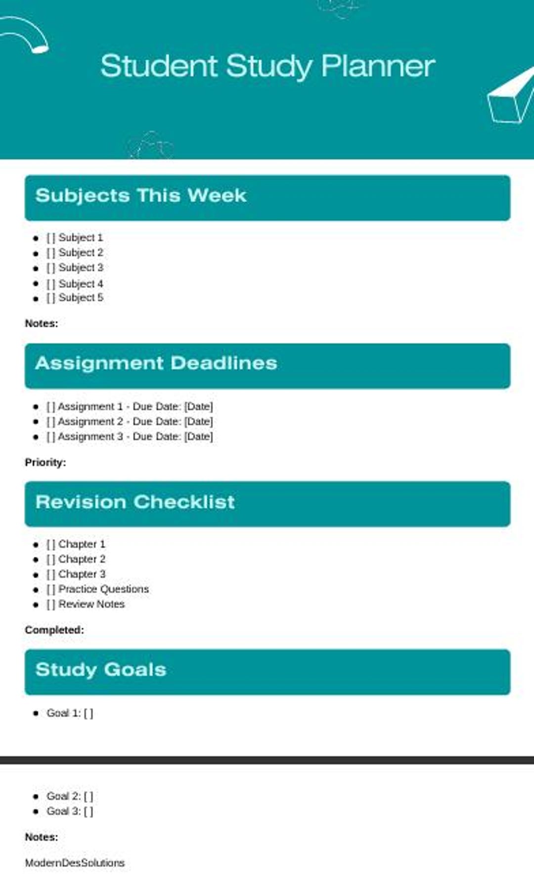 Student Study Schedule – Plan Your Study Sessions - Etsy