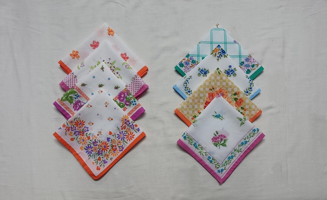 8 Floral Cotton Handkerchief | Soft Reusable Hanky | Printed Flower ...