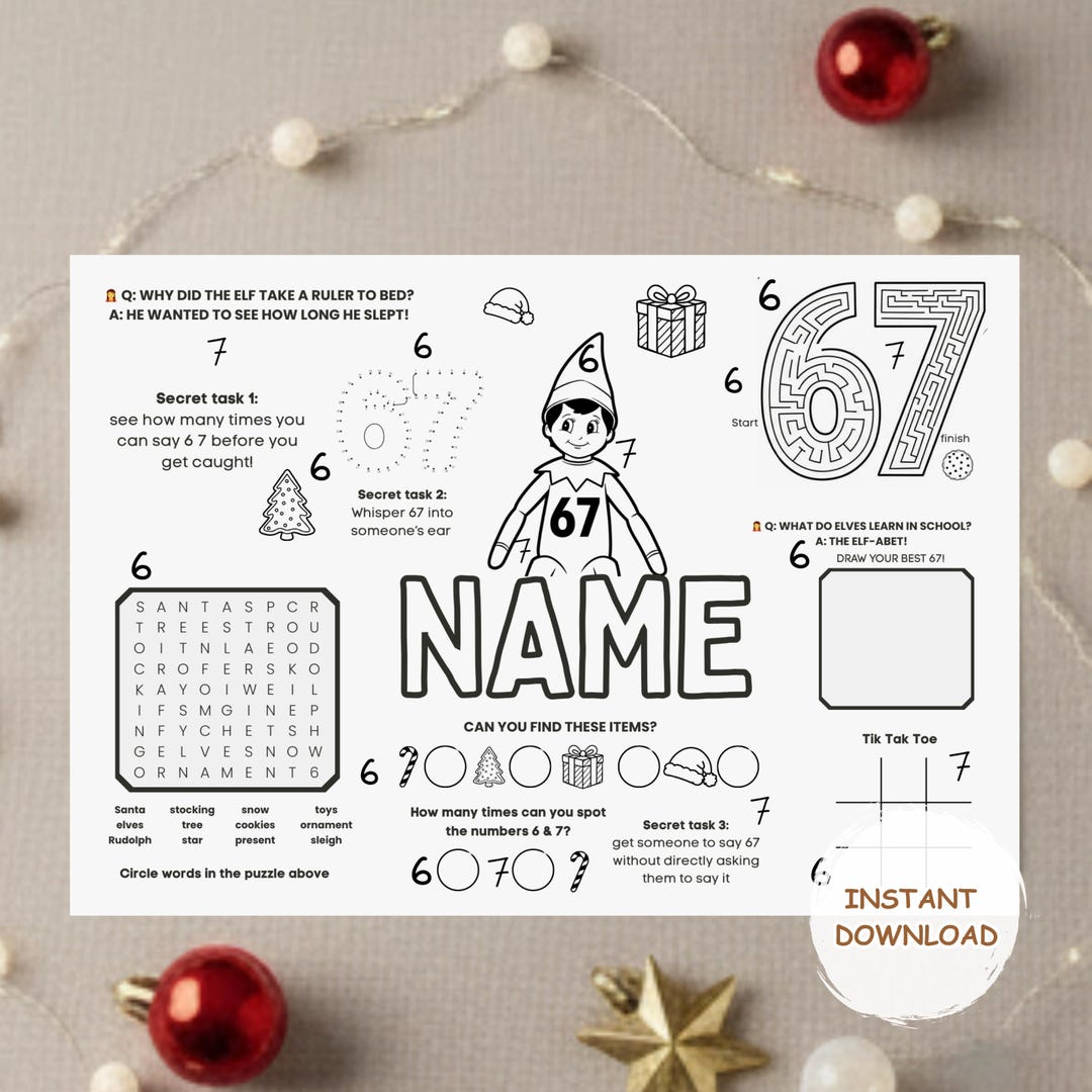 Personalised Elf Activity Mat | Printable Elf Games & Coloring | Elf on ...
