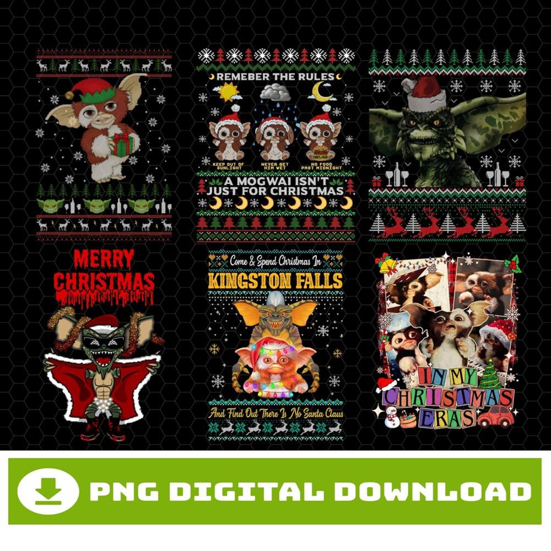 Gremlins Gizmo Stripe Ugly Christmas Png, Gremlins Santa Christmas Png ...