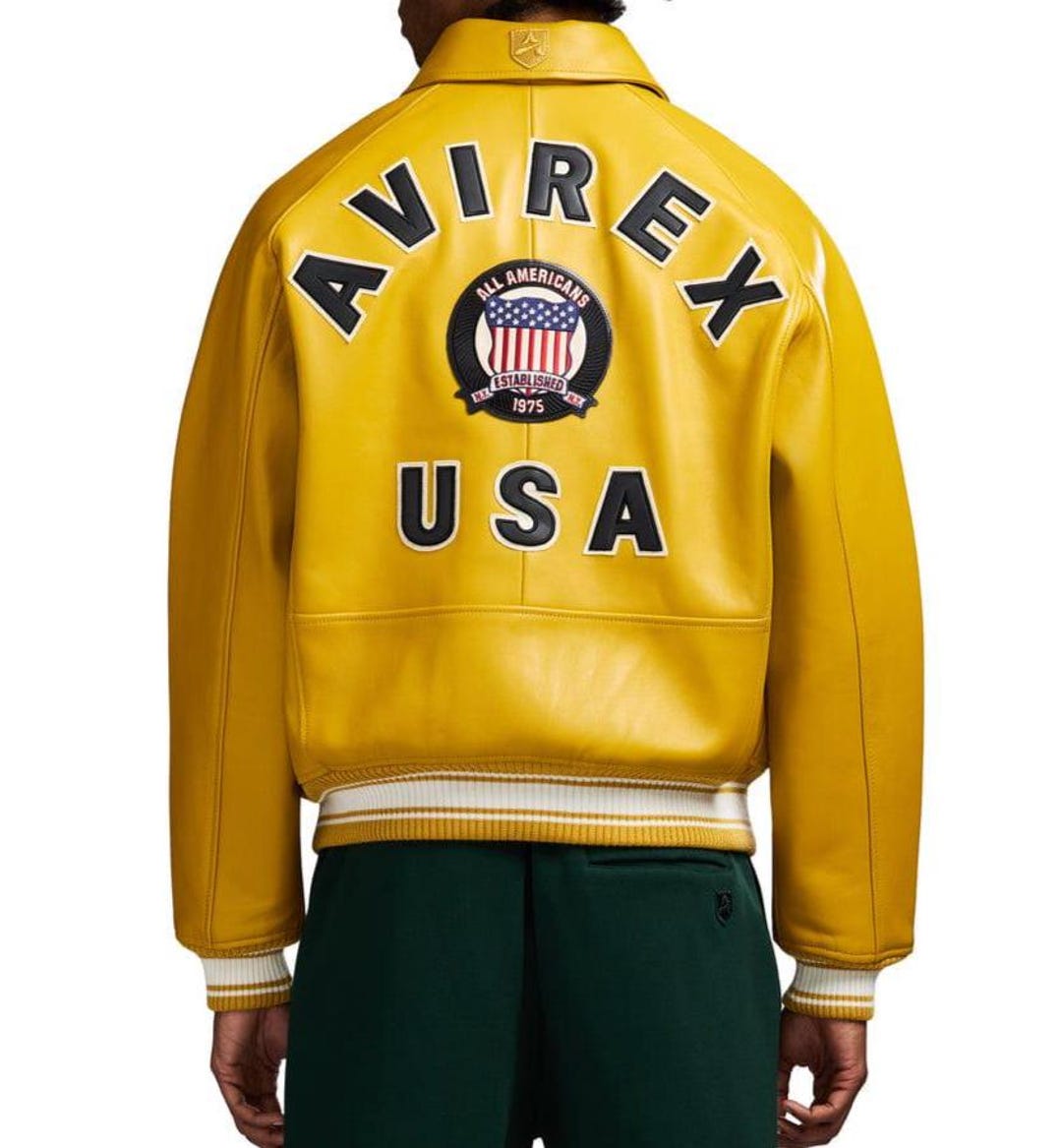 Avirex USA Edition Leather Jacket Men's Military Bomber Jacket Premium ...