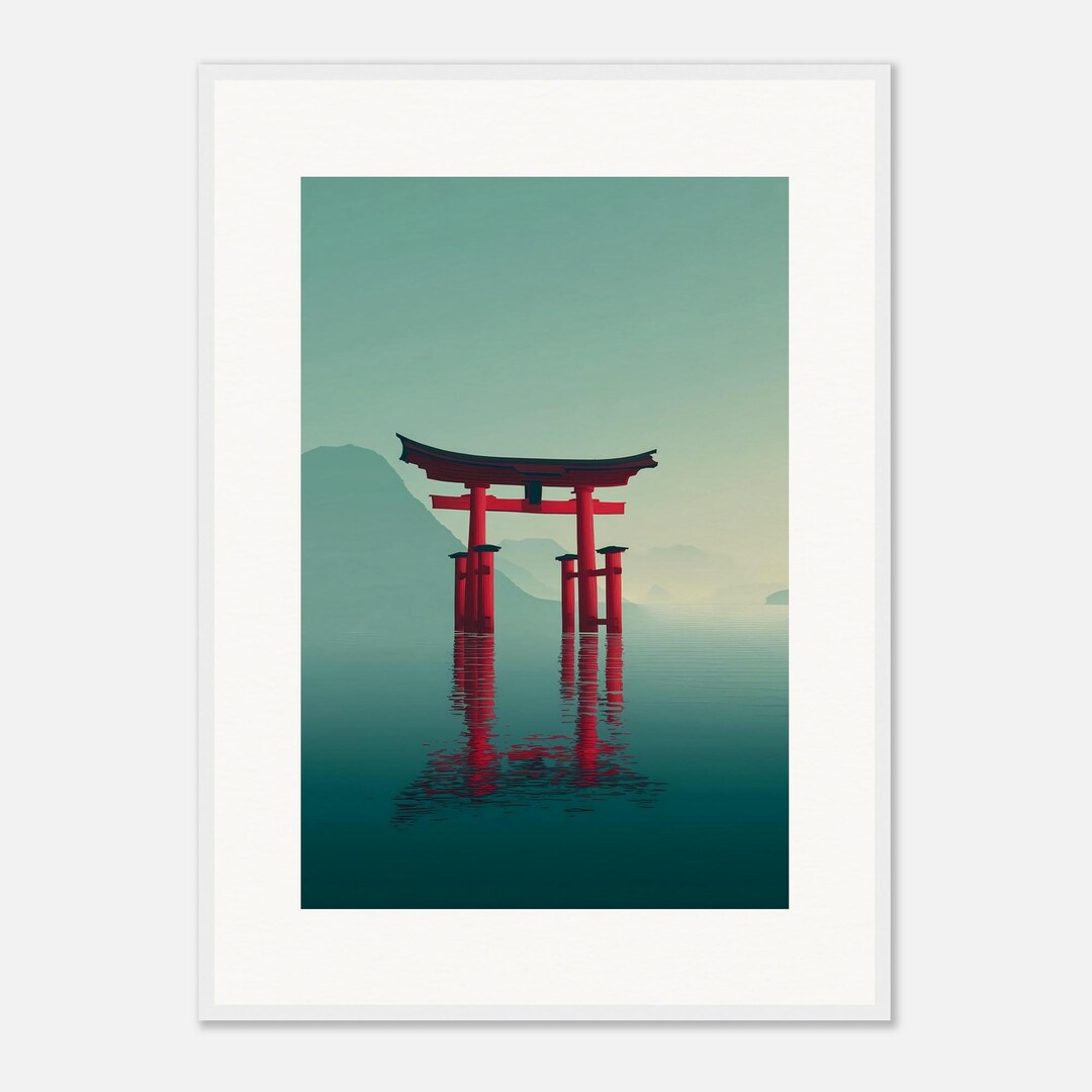 Torii Gate Print, Japanese Wall Art, Zen Decor Poster, Minimalist Lake ...