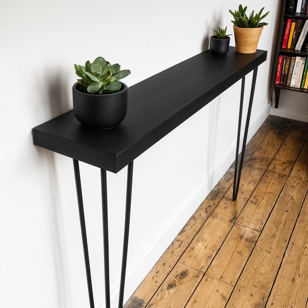 Black Console Table With Hairpin Legs, Narrow Entryway Table - Etsy