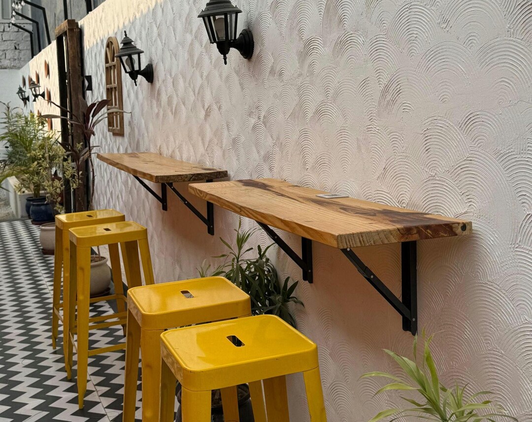 Wall Mounted Bar Table With Brackets | Floating Wood Countertop ...