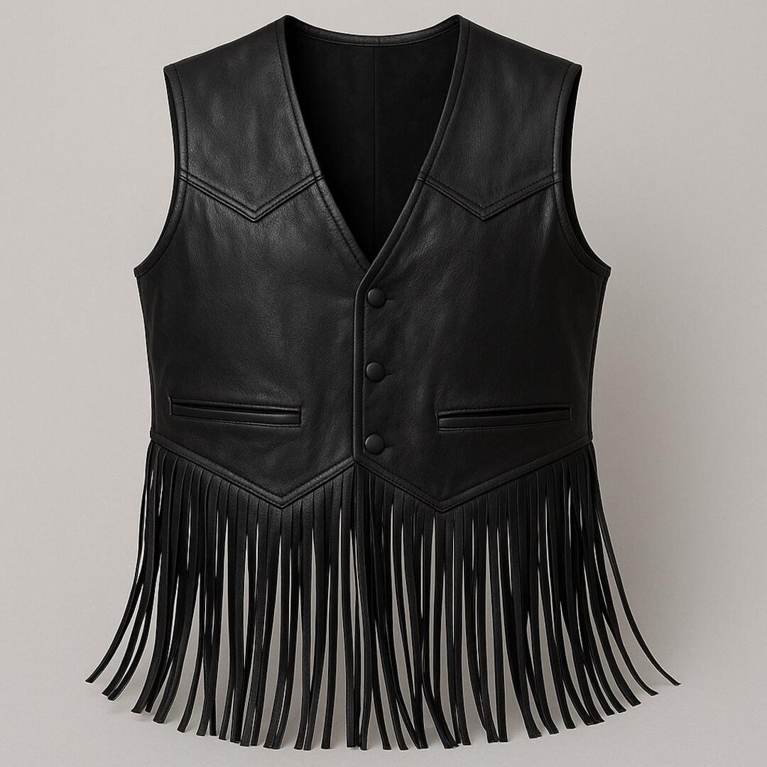 Men’s Genuine Sheepskin Leather Fringe Vest | Western Rock Musician ...