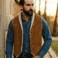 Safari Brown Rub-buff Leather Vest Multiple Pockets Front Side. - Etsy