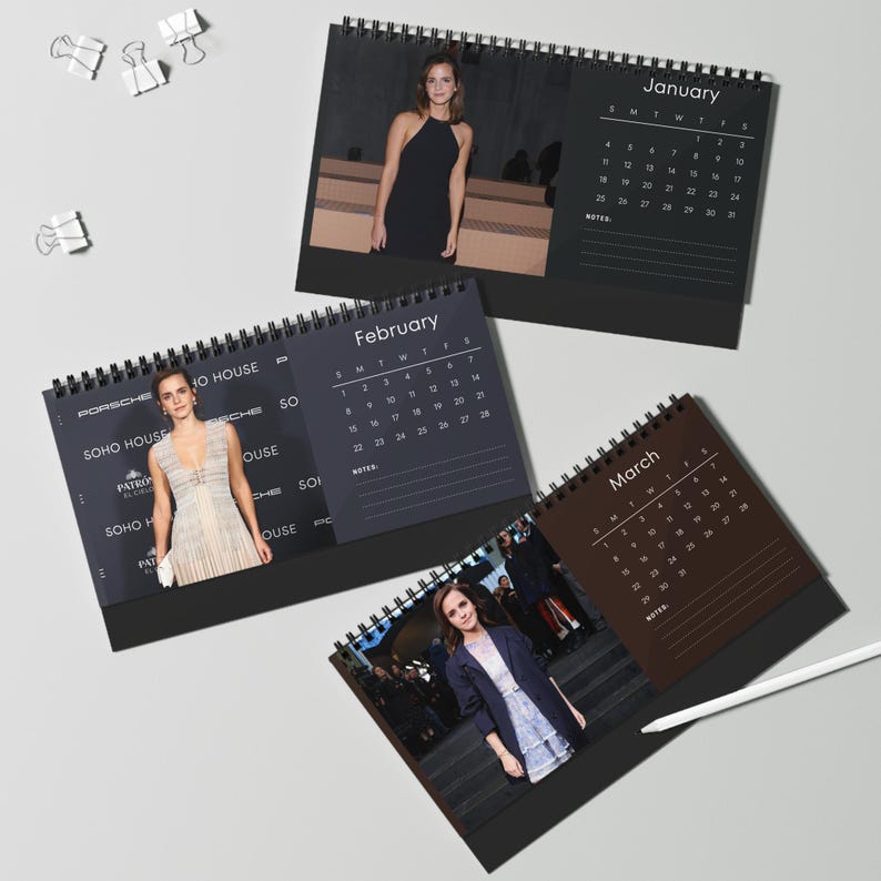 Emma Watson 2026 Desk Calendar | Premium Spiral Bound Celebrity Photo ...