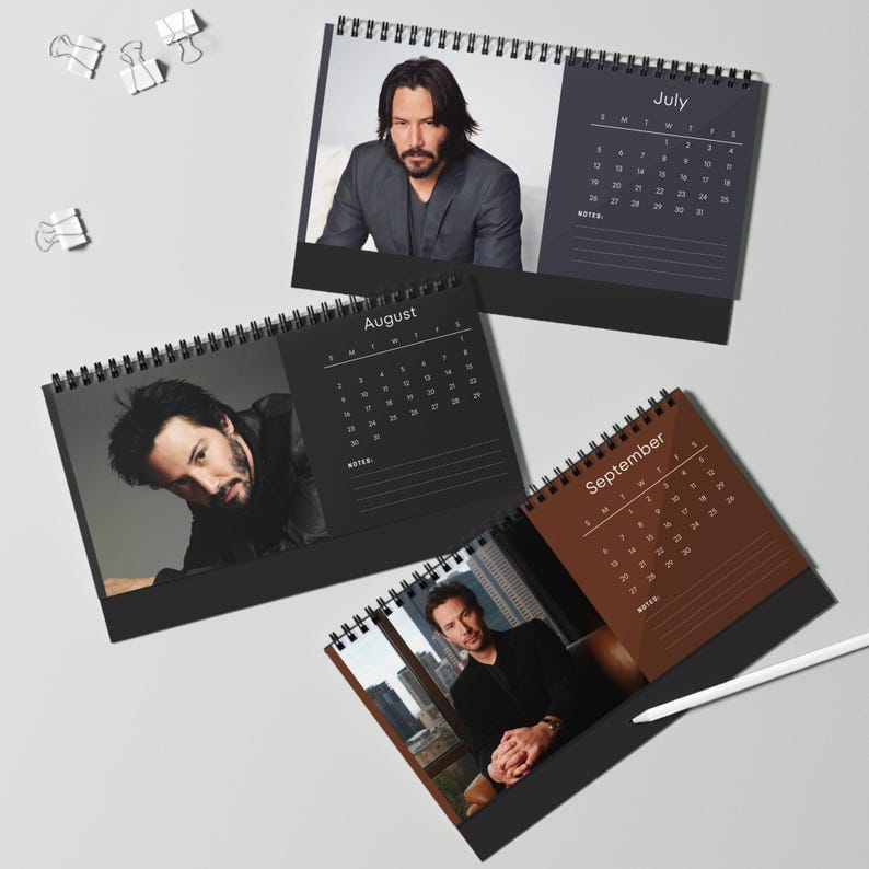 Keanu Reeves 2026 Desk Calendar | Premium Spiral Bound Celebrity Photo ...