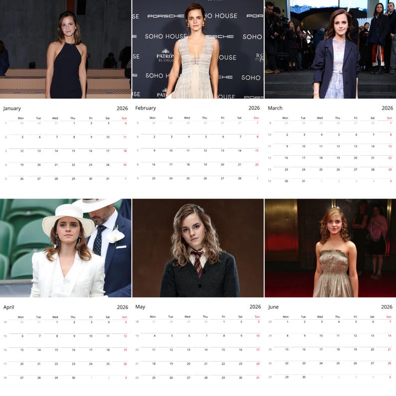 Emma Watson 2026 Wall Calendar – Elegant Celebrity Poster Calendar for ...