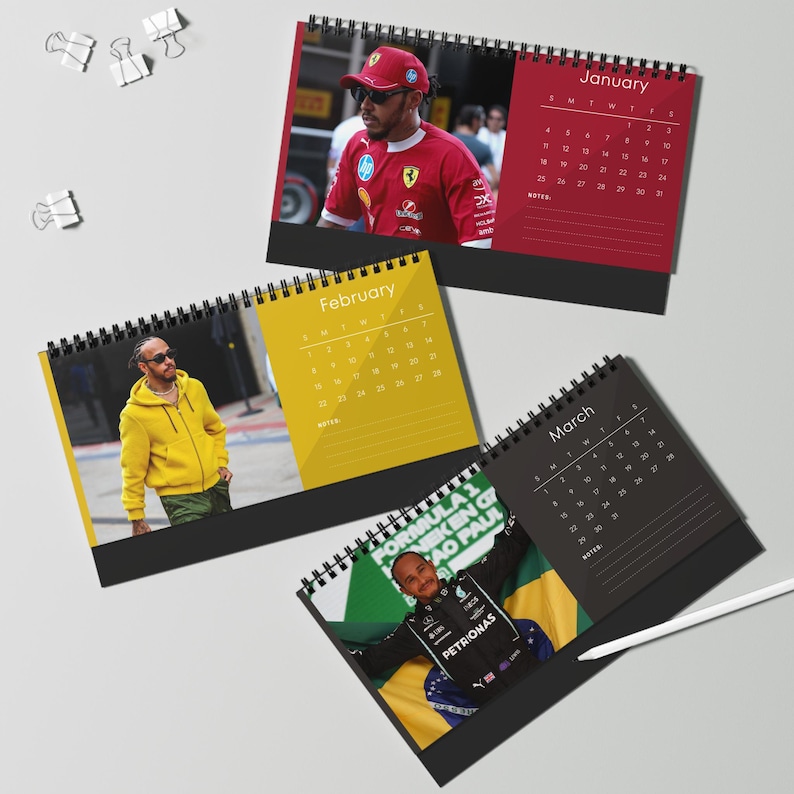 Lewis Hamilton 2026 Desk Calendar | Premium Spiral Bound F1 Racing ...