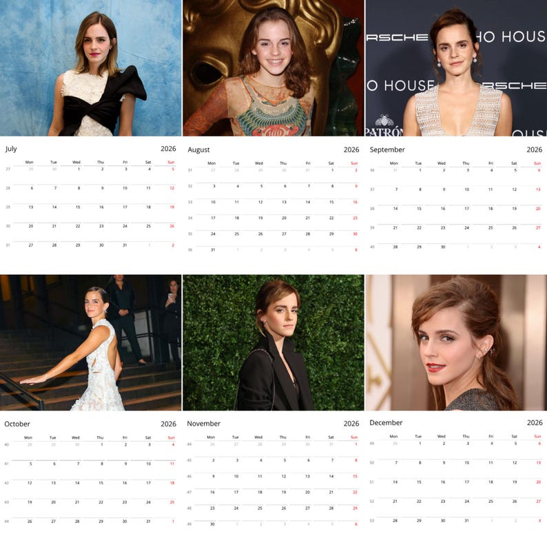 Emma Watson 2026 Wall Calendar – Elegant Celebrity Poster Calendar for ...